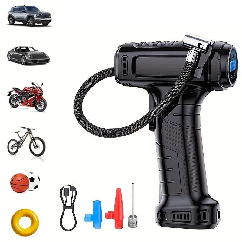 Compresor Portabil Wireless + Accesorii Incluse, Umflare Rapidă pentru ...